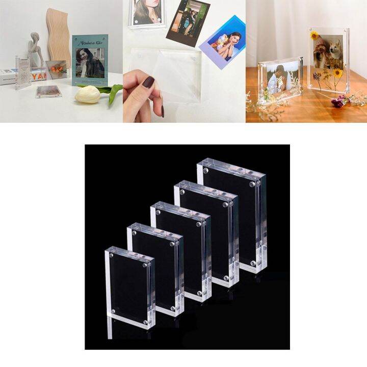 Transparent Acrylic Photo Frame Magnetic Poster Display Stand Home ...