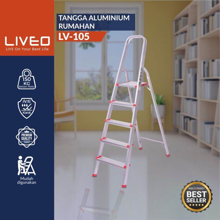 Tangga Rumah Lipat Alumunium Liveo LV-105 / Tangga 5 step | Lazada ...