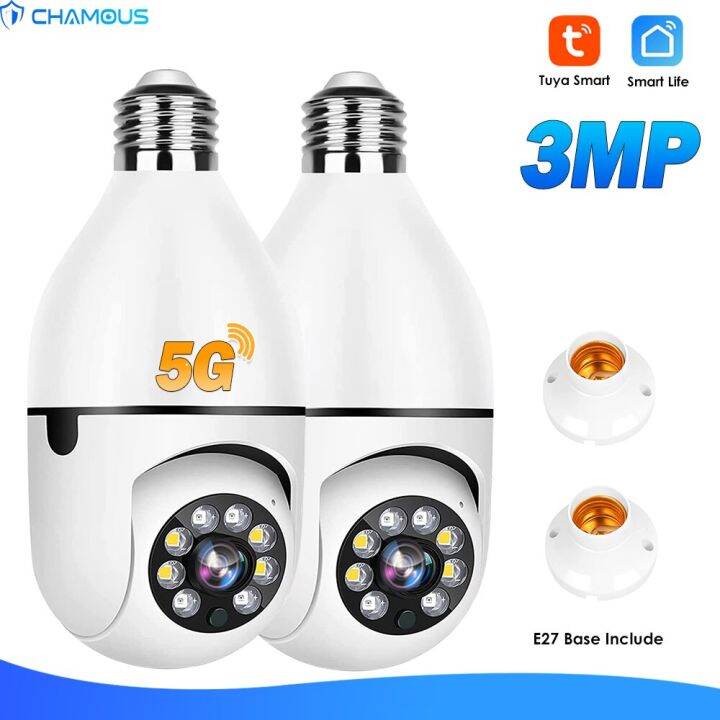 Tuya 5G WiFi IP Camera E27 Bulb Cam 3MP Wireless Baby Monitor AI ...