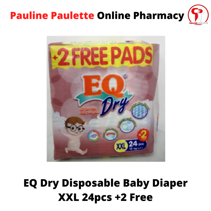 EQ Dry Disposable Baby Diaper XXL 24pcs +2 Free | Lazada PH
