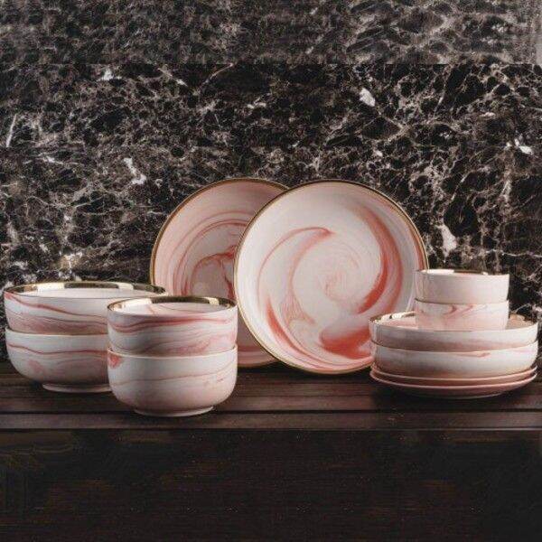 Marble Blush Series Dinnerware Set - Piring Makan Set | Lazada Indonesia