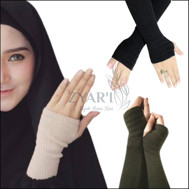 Handsock Rajut Manset Rajut Jempol Premium 35 cm Sampai Sikut | Lazada ...