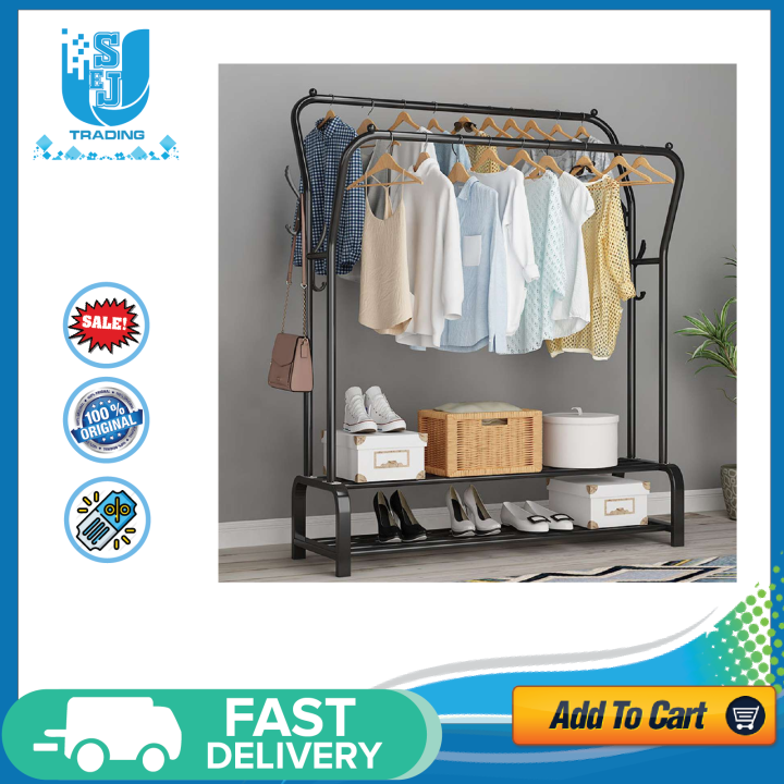 Big Double Pole Type Drying Rack Wardrobe Rack Hanger Hanging Clothes ...