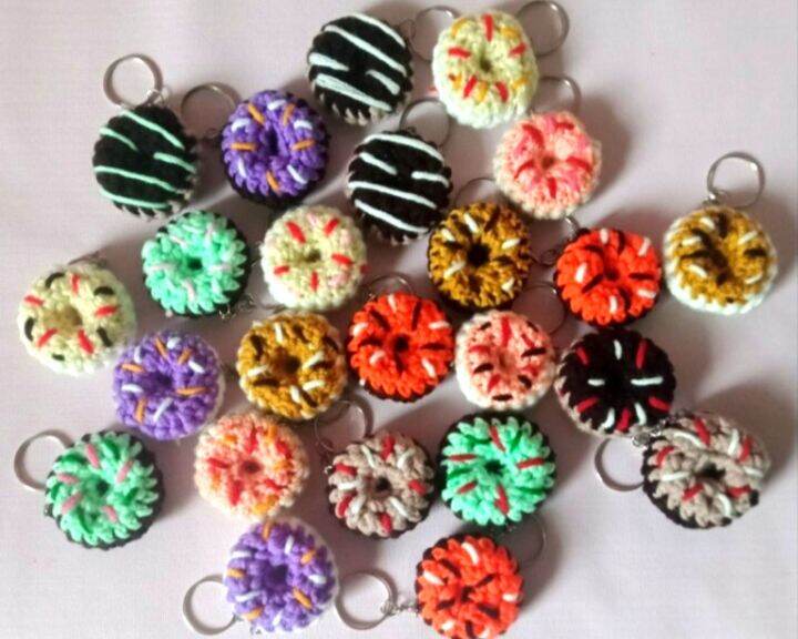 Assorted Cute Donut Keychain Handmade Amigurumi Crochet Colorful ...