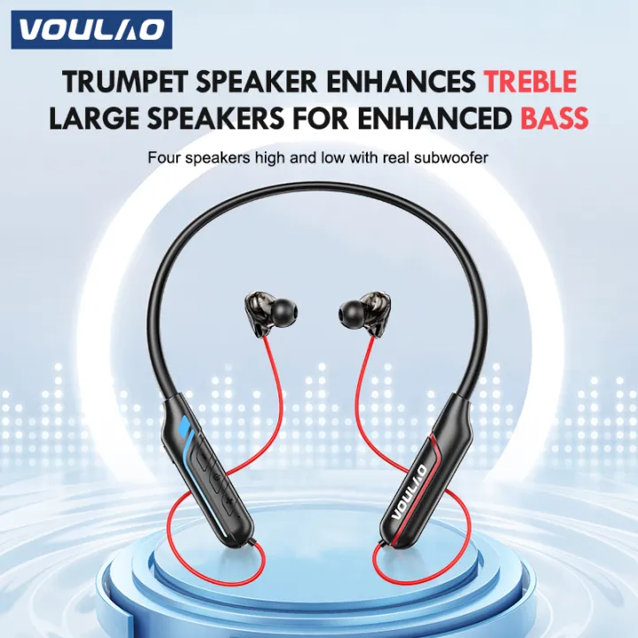 [ลำโพง4ตัวพร้อมอายุการใช้งานแบตเตอรี่ที่ยาวนาน] VL8 VOULAO หูฟังบลูทูธ ...