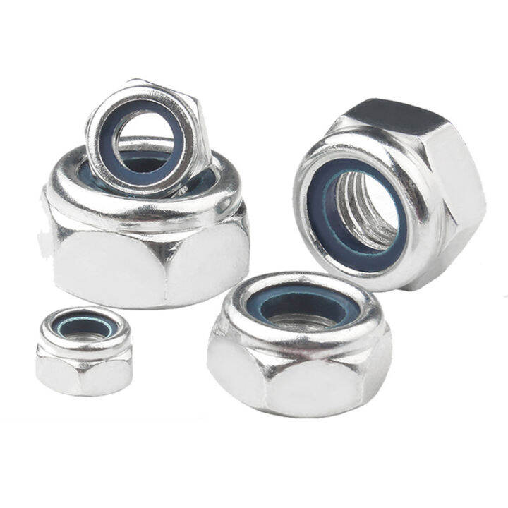 304 Stainless Steel Self-Locking Hex Locking Screw Anti-Loosening Nut Anti-Backout Anti-Slip ...