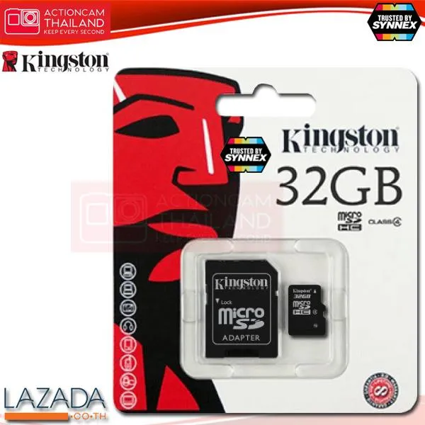 Kingston 32GB microSDHC Class 4 4MB/s memory Card + SD Adapter (SDC4/32GB) ประกัน Synnex ตลอด ...
