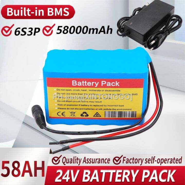 6s3p 24V 58Ah Battery Pack 25.2V 58000mAh BMS Electric Bicycle Toy Car ...