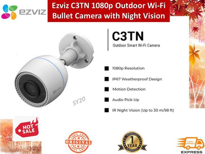 Ezviz 1080P / 2MP C3TN Bullet Wi-Fi Outdoor Camera with Night Vision ...