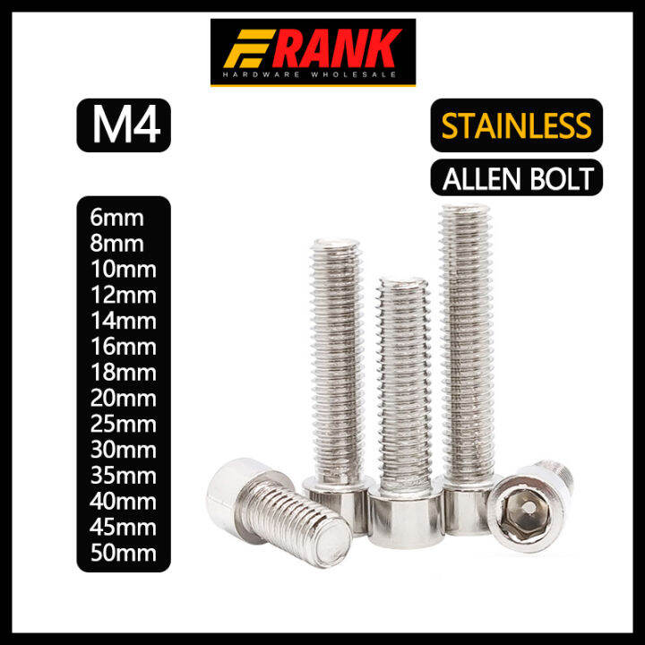 m4 screw bolts and nuts stainless steel hex allen bolt 4mm SOLD PER ...