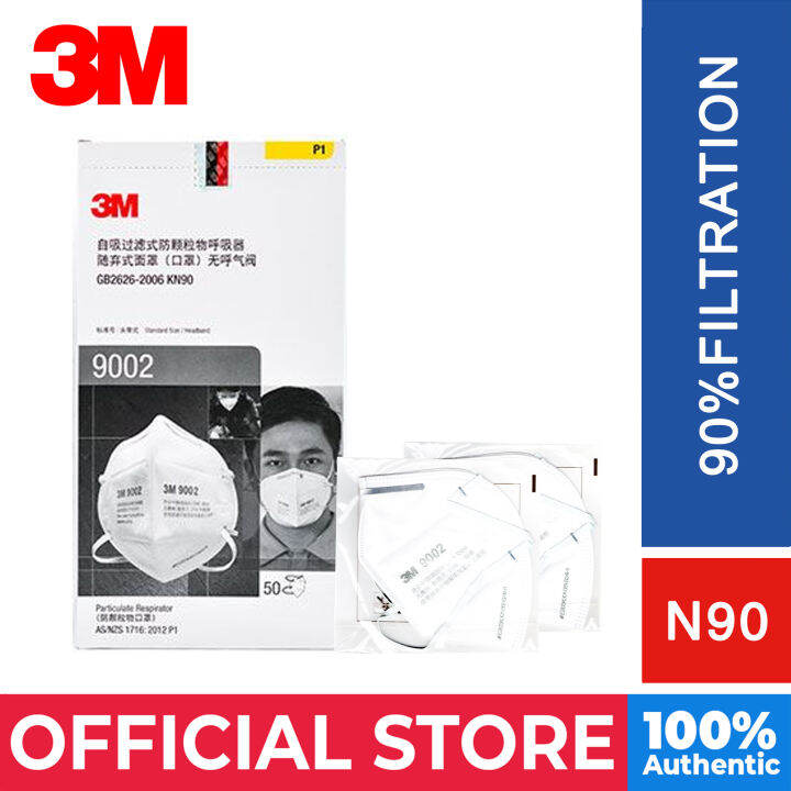 3M 9002 Respirator KN90 Face Mask 50's | Lazada PH