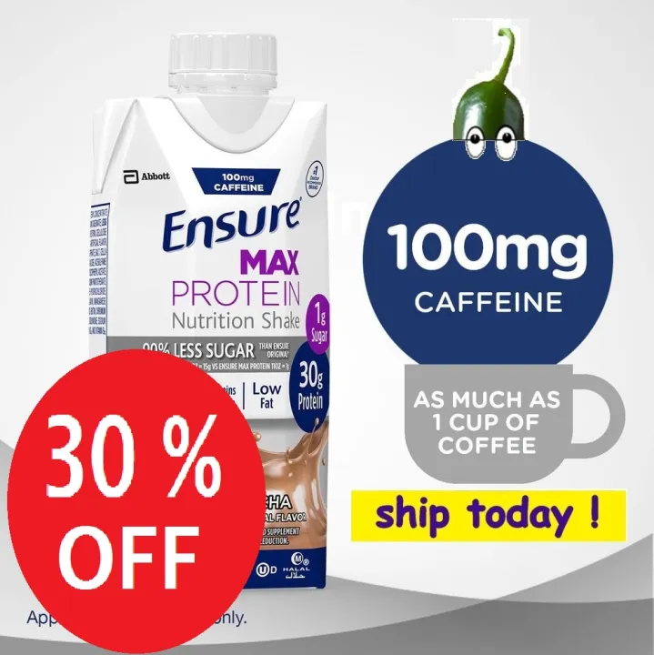 Ensure Max Protein Nutrition Shake Cafe Mocha with 100 mg of caffeine ...