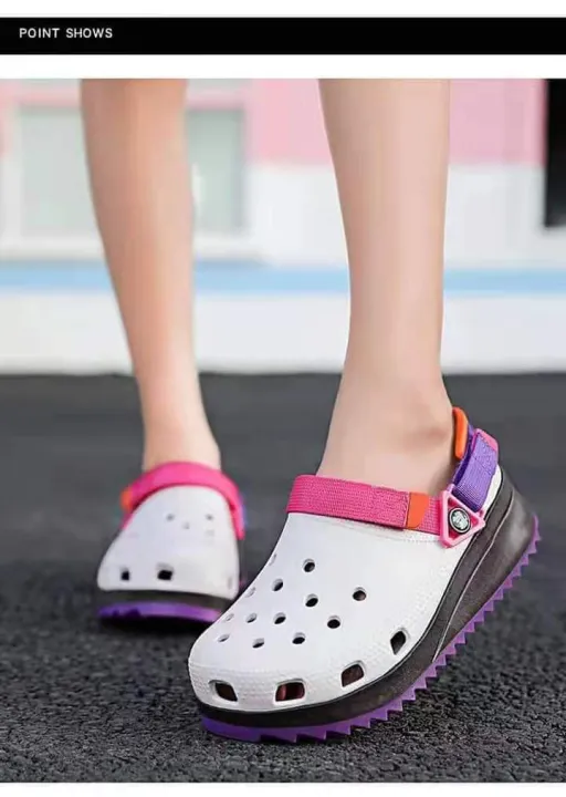2022 New Crocs Women's Platform High Heel Velcro Slippers Korean ...