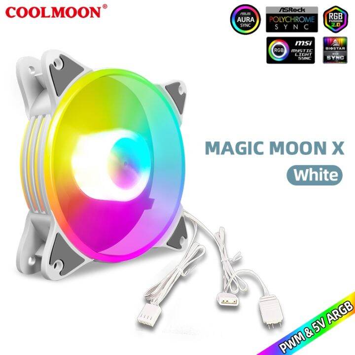☢⊙ Coolmoon RGB 120mm Fan 4Pin PWM 5V 3Pin ARGB Fan For Computer Case ...