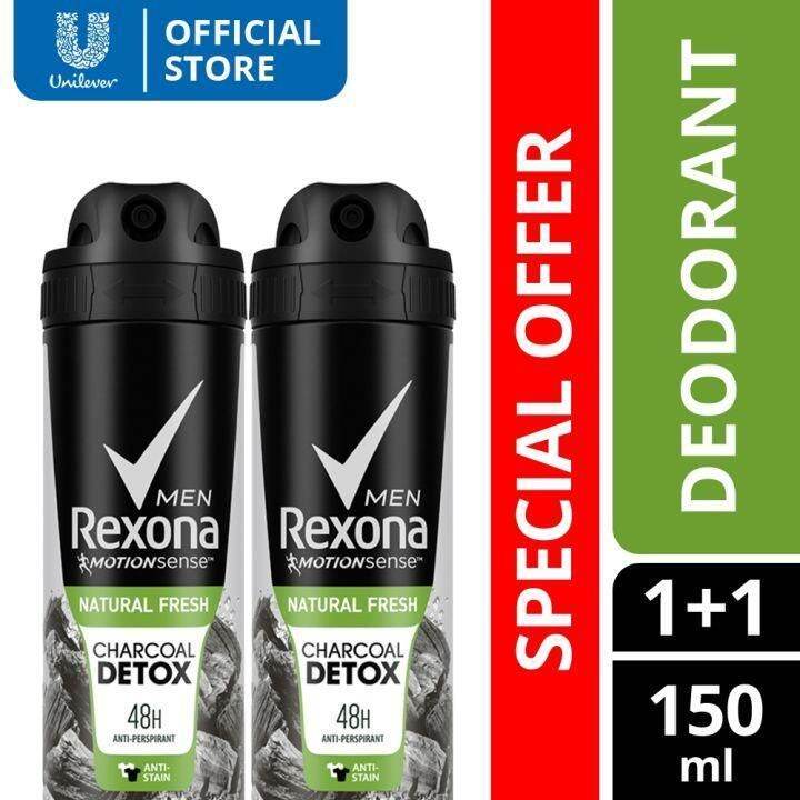 Rexona Men Natural Fresh Deodorant Spray Charcoal Detox 150ml x2 | Lazada PH