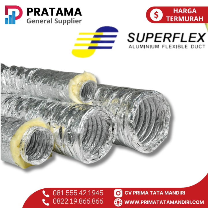 Flexible Duct Superflex 4" Inch Aluminium + Isolasi 16kg Panjang 10m ...