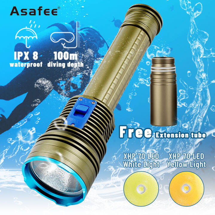 Asafee X70 XHP70.2 Diving Flashlight IPX8 Lantern 5000 Lumens Powerful ...