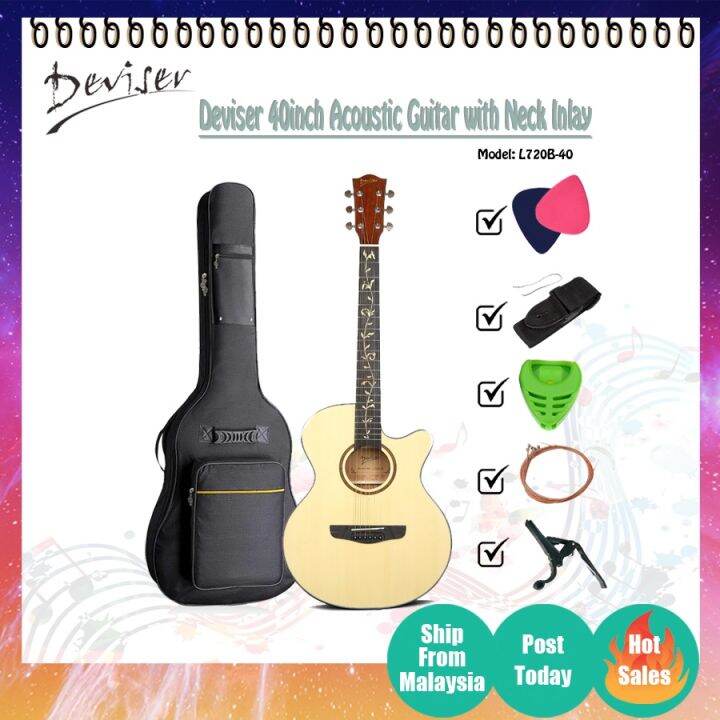 Deviser 40 inch Acoustic Guitar With Neck Inlay L-720B/L720B | Lazada