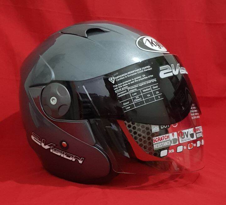 Helm KYT 2 Vision solid Grey/Silver / half face / helm standar / double ...