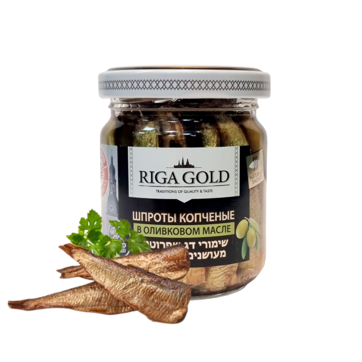 Smoked Sprat Fish in Olive Oil Riga Gold 100 gr - ปลาทะเลรมควันในน้ำมัน ...