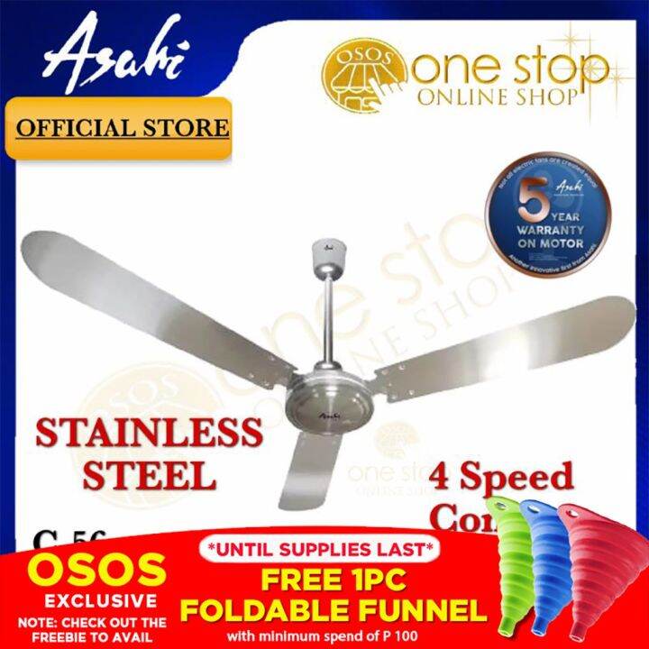 Asahi Original Stainless Ceiling Fan Electric Fan C-56SS 56inches •OSOS ...