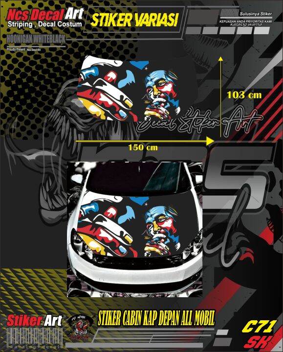 stiker decal cap mobil stiker kap depan mobil sticker bemper mobil ...