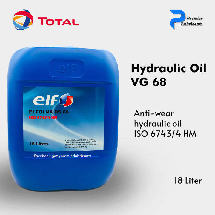 ELF OLNA DS 68 Hydraulic Oil (18 liters) - Anti-wear hydraulic oil 68 | Lazada