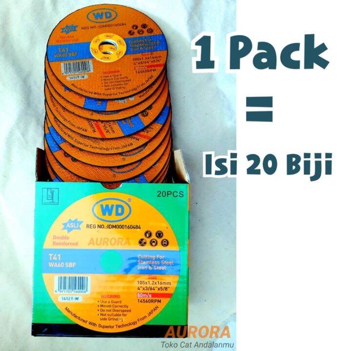 GERINDA POTONG WD 4” 1 PACK ISI 20 BIJI mata batu potong besi gerenda ...