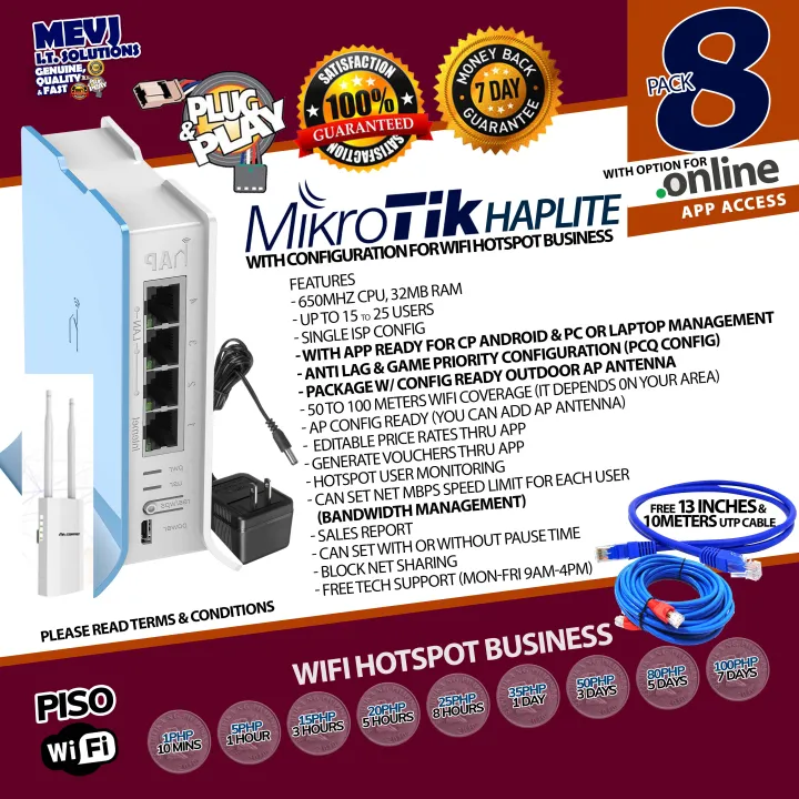 Pack8 Piso Wifi voucher type with AP Outdoor High Power wireless ...