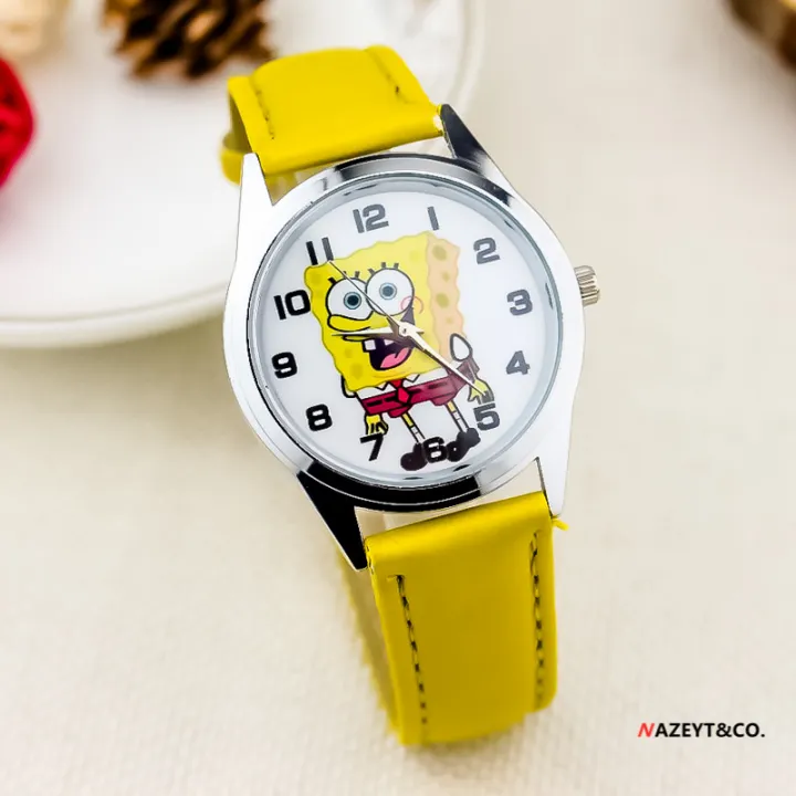 SpongeBob SquarePants Boys Girls Watches Children Fashion Faux Leather ...