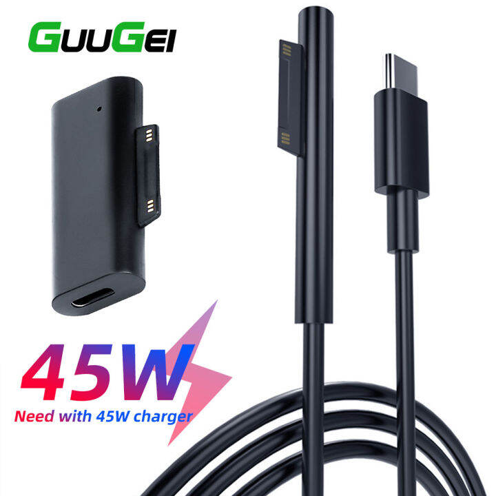 GUUGEI Surface สายชาร์จ45W USB C Power แท็บเล็ต Charger Microsoft PD To TYPEC Fast Charge สำหรับ ...