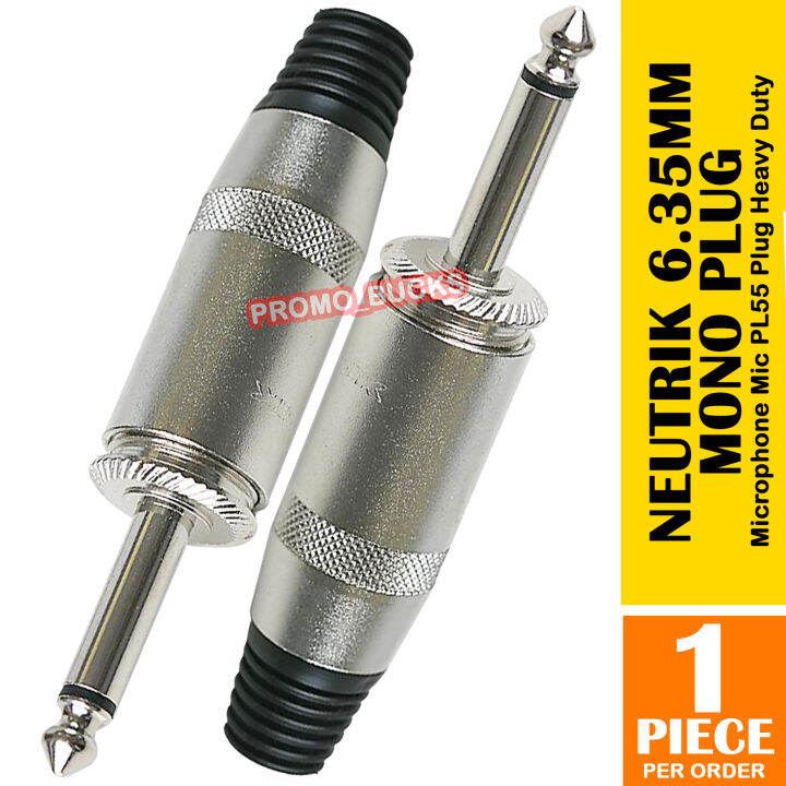 Neutrik PL55 6.35mm 1/4" Mono Jack Male Metal Plug Connector Adapter ...