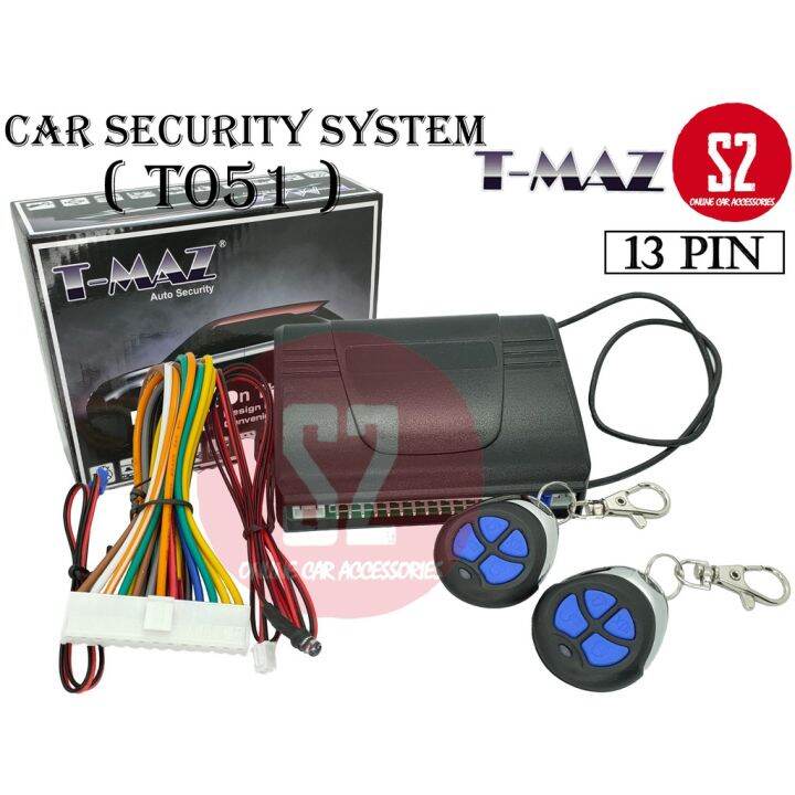 TMAZ 13 Pin Alarm Vehicle Security System T051 Alarm System 2 Remote ...