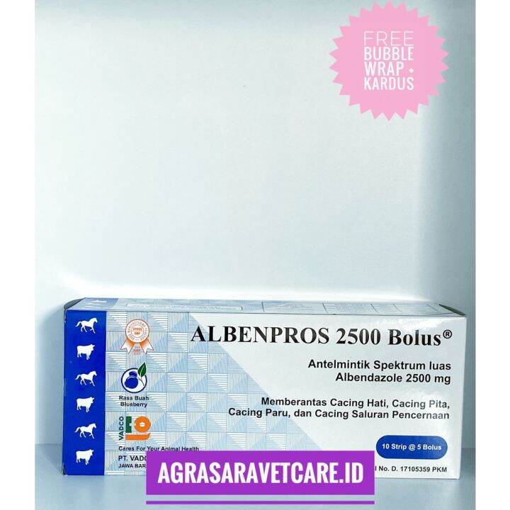 ALBENPROS 2500 BOLUS 1 DUS (50 BOLUS)- OBAT CACING BOLUS rasa Blueberry ...