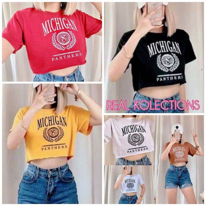 MICHIGAN STATEMENT LOOSE CROP TOP TEES | Lazada PH