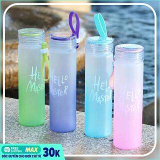 Bình nước thủy tinh hello master 400ml thiết kế có dây xách dễ dàng mang