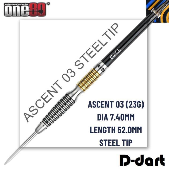ONE80 STEEL TIP DART - 23G ASCENT 03 BLACK GOLD 90% TUNGSTEN STEEL ...