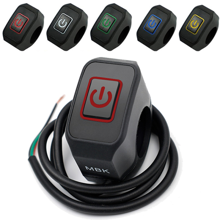 78'' 22mm Motorcycle Handlebar Switch with LED Light Momentry Buttton ...