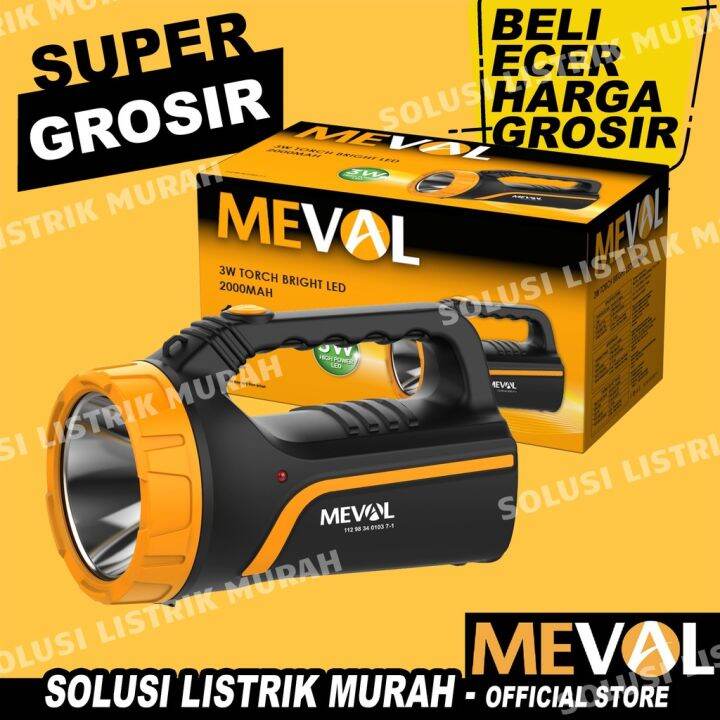 Meval LED Senter Cas Jumbo 3W Hi Power Bright - Putih 3Watt Senter ...