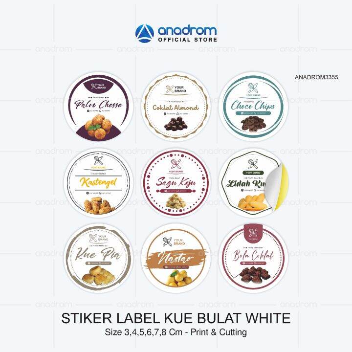 Stiker Label Kue Bulat White | Sticker Label Kue Kering | Anadrom 3355 ...