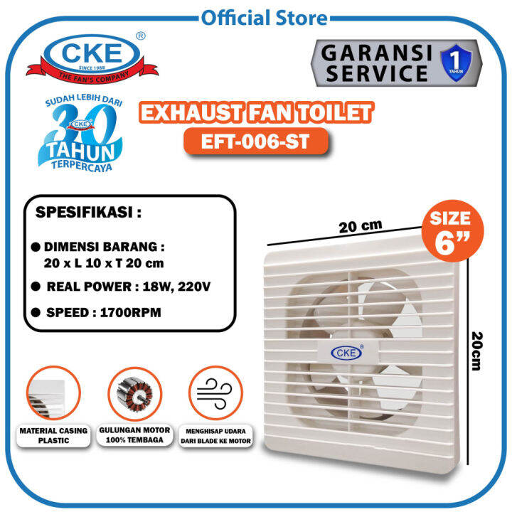 CKE Exhaust Fan Toilet EFT-006-ST 6 Inch Exhaust Dinding Eksos Dinding Blower Gedung | Lazada ...