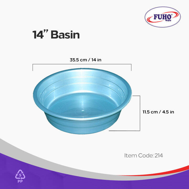Fuho 14" inches Round Plastic Basin / Laundry Basin / Utility Basin ...