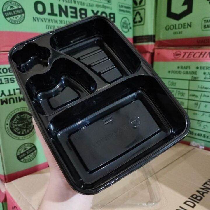 Mika Bento 4 Sekat Hitam / Tempat Makan Plastik / Tray Lunch Box ...
