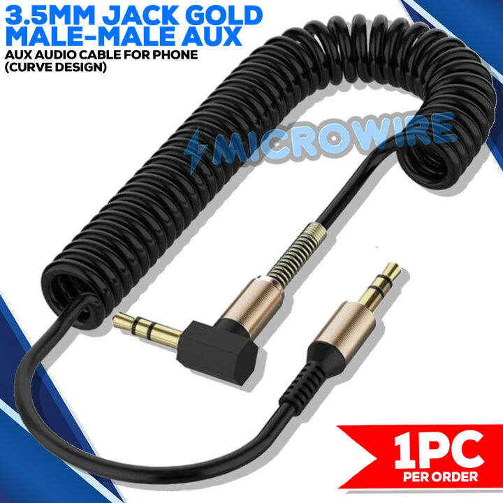 3.5mm Jack Gold Male-Male Aux Audio cable for phone(curve design ...