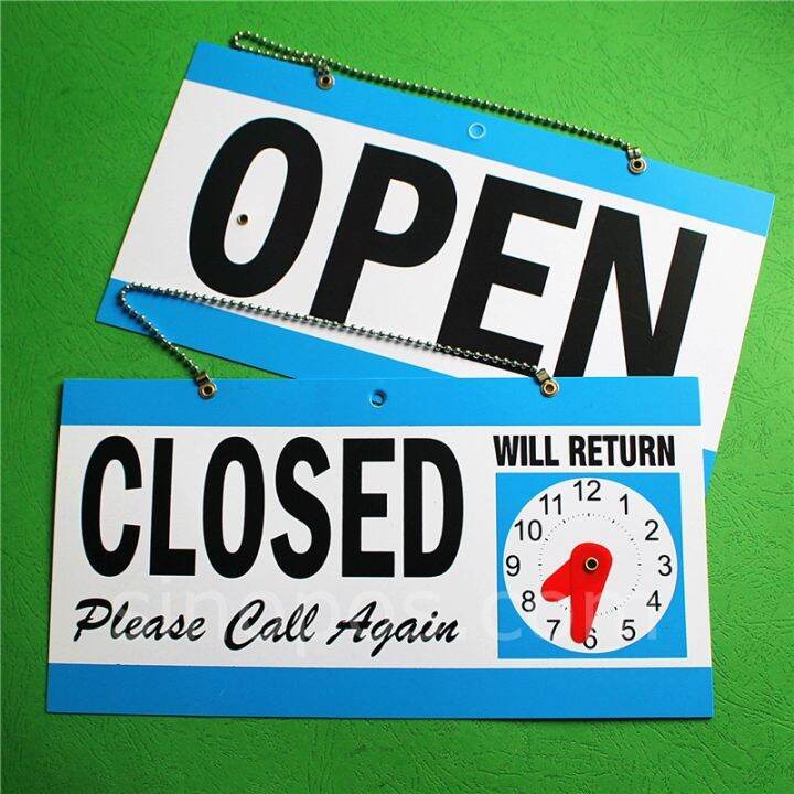 Reversible Open Closed Sign With Will Return Clock store office window ...
