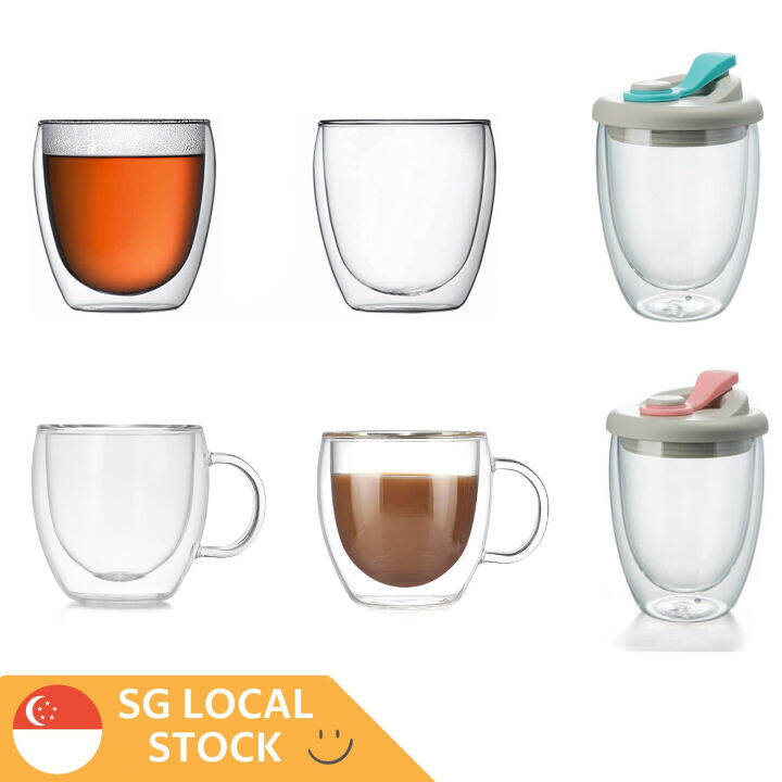 Double Wall Glass Cup Mug Double Walled Glass Coffee Cup 150ml 250ml 350ml 380ml 450ml 600ml ...