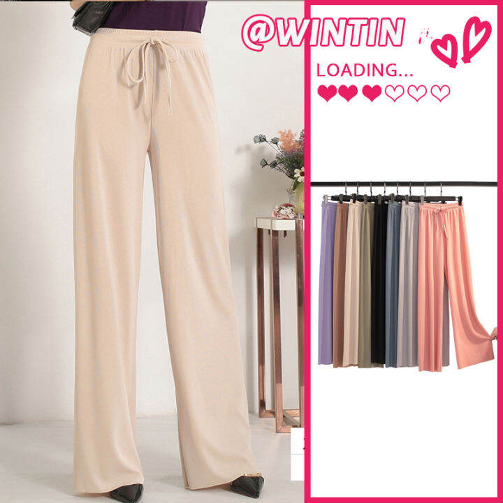 Wintin ผ้าไหมน้ำแข็งคลังสินค้าพร้อมผู้หญิงกางเกงลำลองเอวสูงกางเกง ...