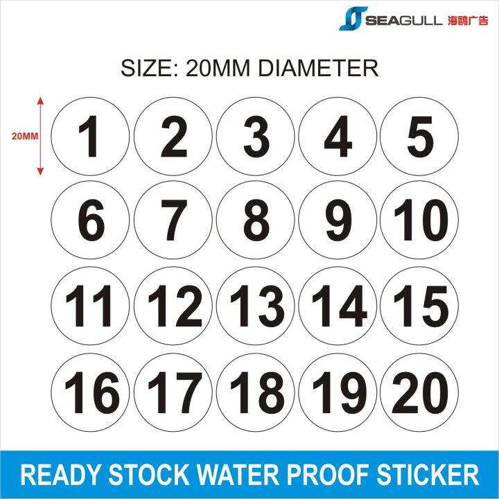 20MM Number Sticker Nombor Meja 123 2CM Sticker Nombor Table Number ...