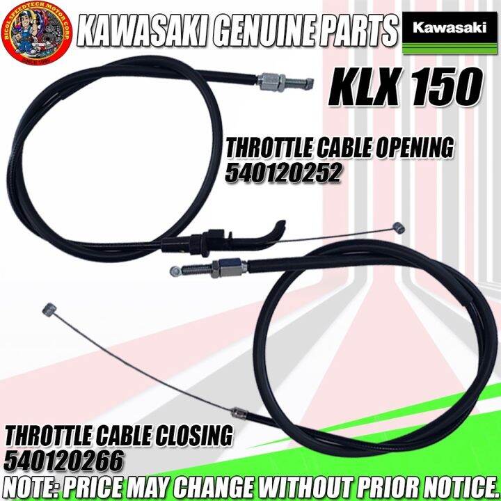 KLX 150 THROTTLE CABLE (KMC) (Genuine: OPENING: 54012-0252 CLOSING ...