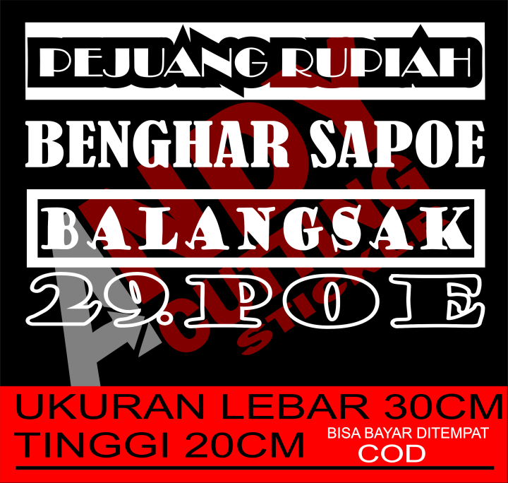 Stiker mobil kata kata ngasal PEJUANG RUPIAH | Lazada Indonesia